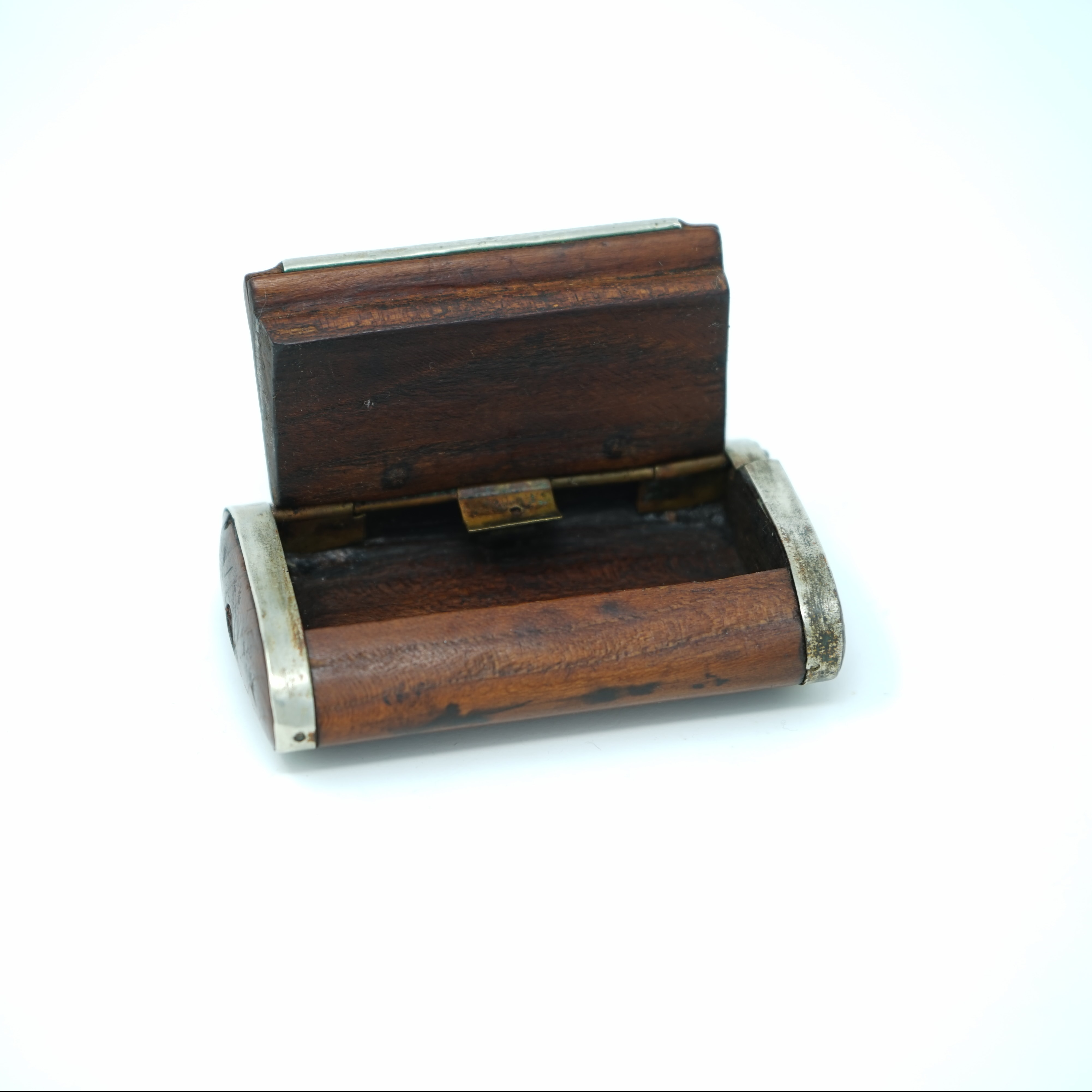 Tabatière Ancienne en Bois et Métal Argenté | Les Coups de Coeur